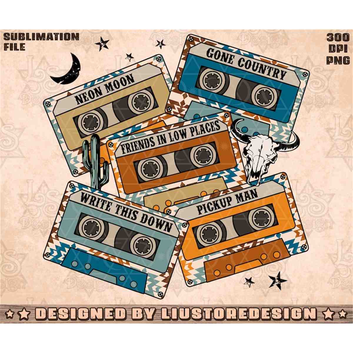 Western 90s Country Cassette Tapes | Western Png Sublimation | Inspire ...