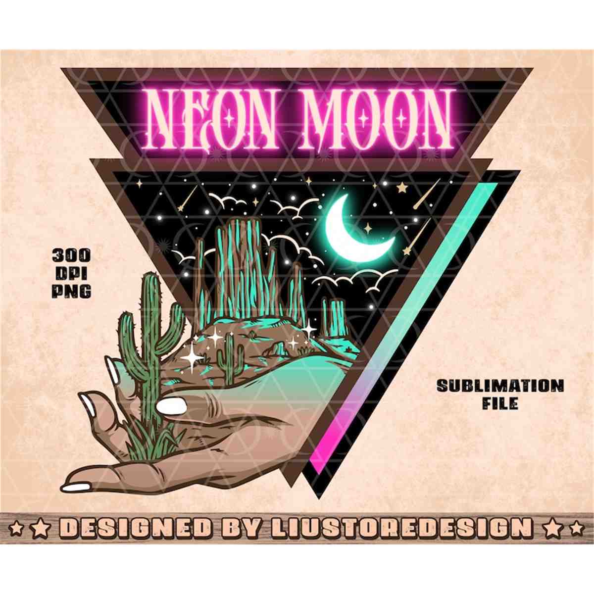 Neon Moon PNG, Western Sublimations, Moon light Design, Coun - Inspire ...