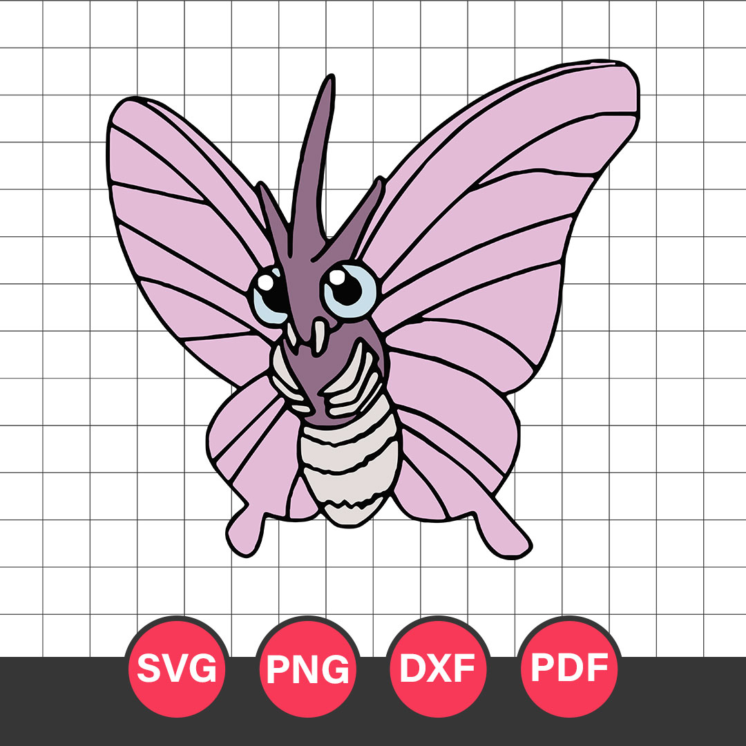 Venomoth Svg, Pokemon Characters Svg, Pokemon Svg, Anime Svg | Inspire ...
