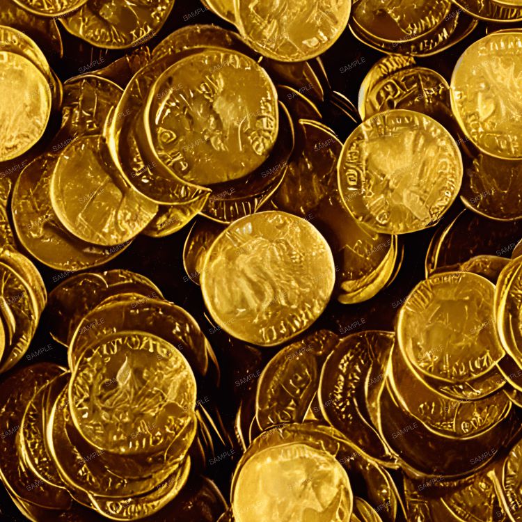 Hoard of Gold Coins 43 Tileable Repeating Pattern | Inspire Uplift