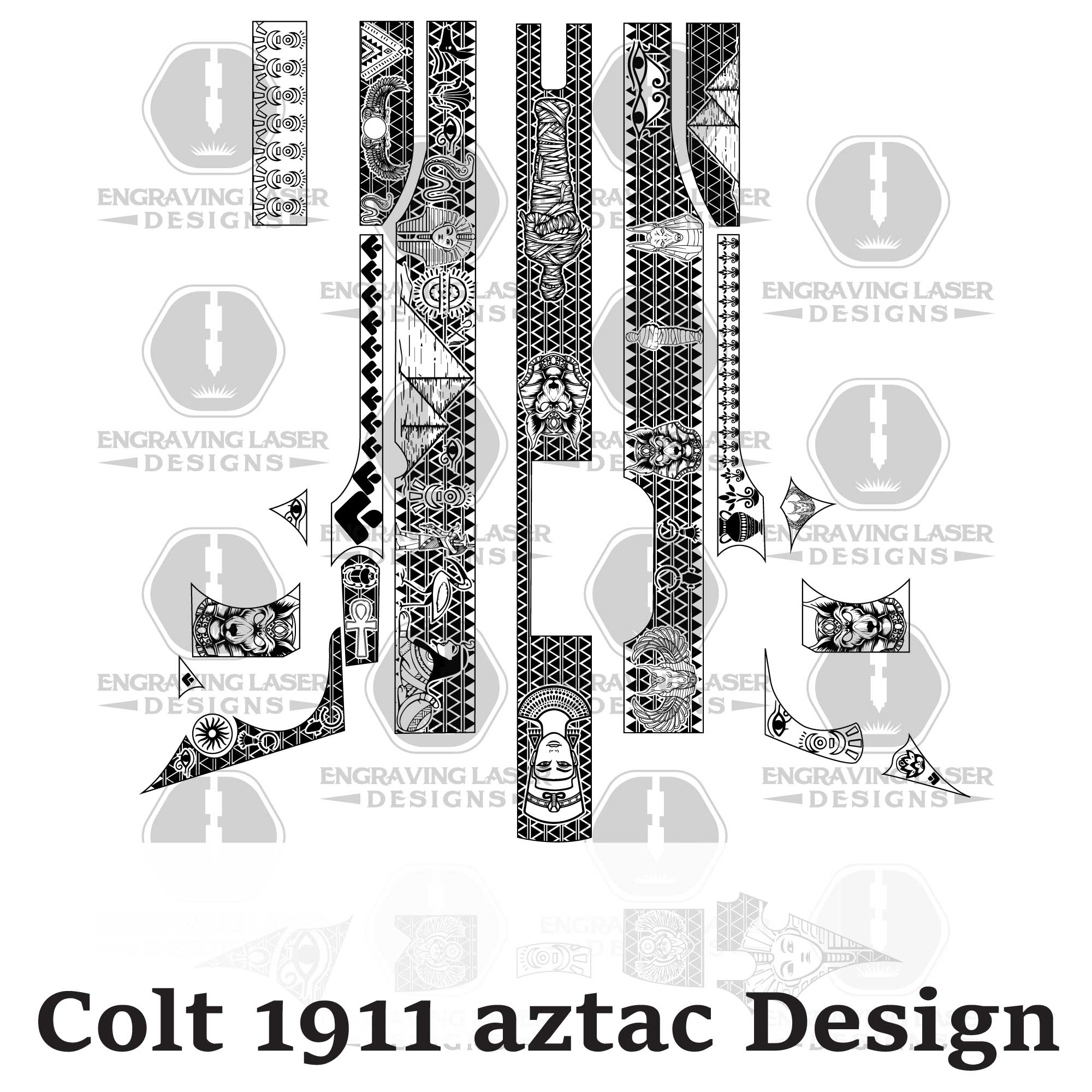 Engraving Laser Designs Colt 1911 aztac Design | Inspire Uplift