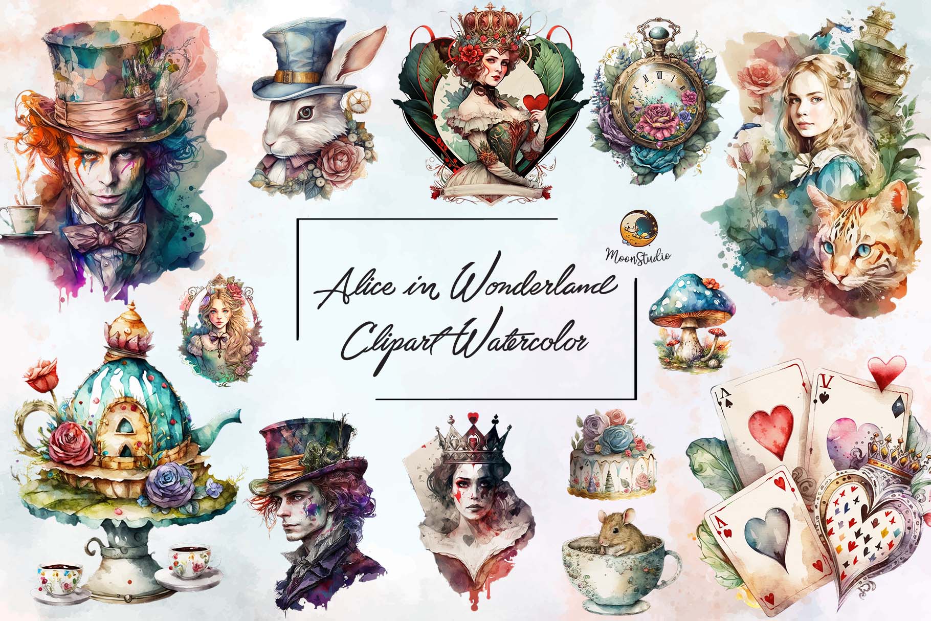 Alice in Wonderland Clipart Watercol | Inspire Uplift