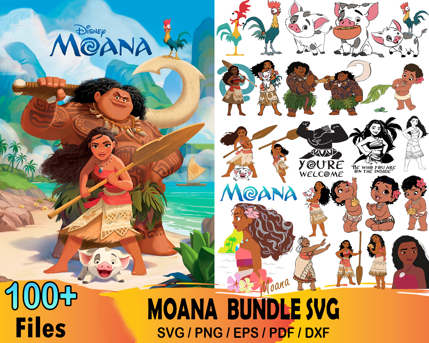 100 Moana Bundle Svg, Disney Svg, Moana Svg, Princess Svg | Inspire Uplift