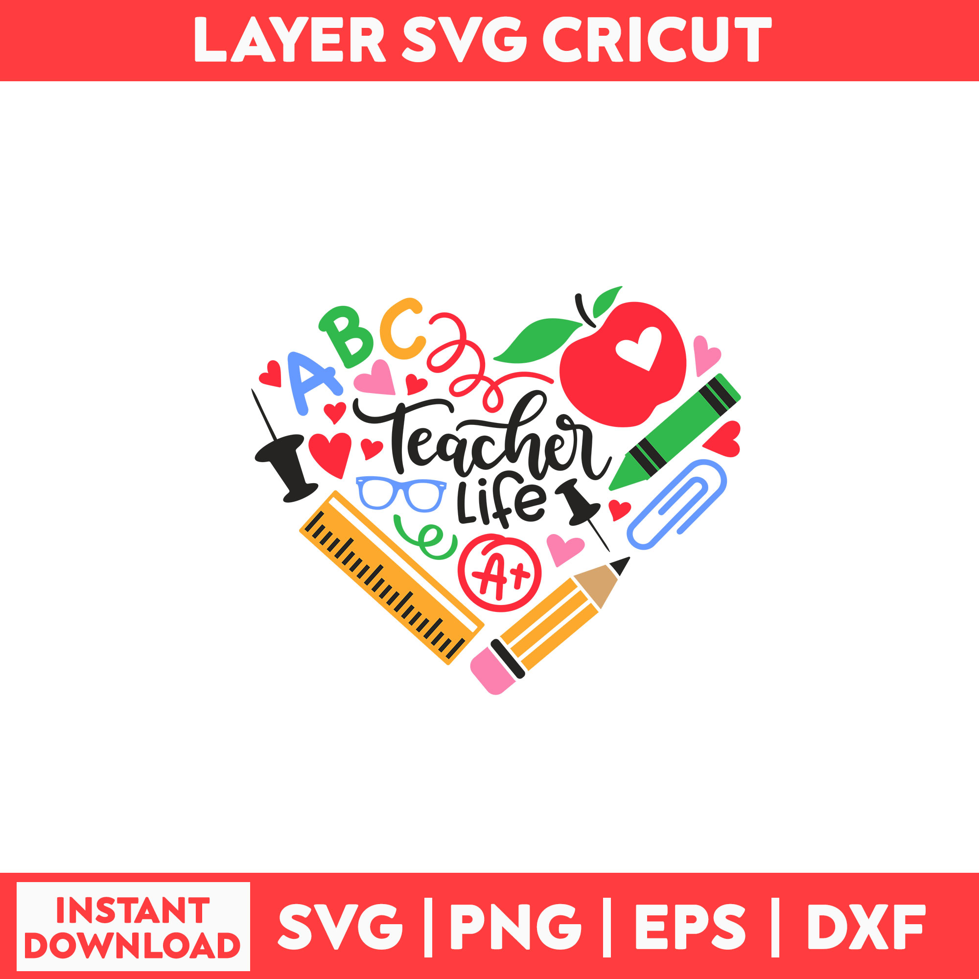 Teacher Life Heart Svg, Teacher Life Svg, Heart Svg, Apple S - Inspire ...