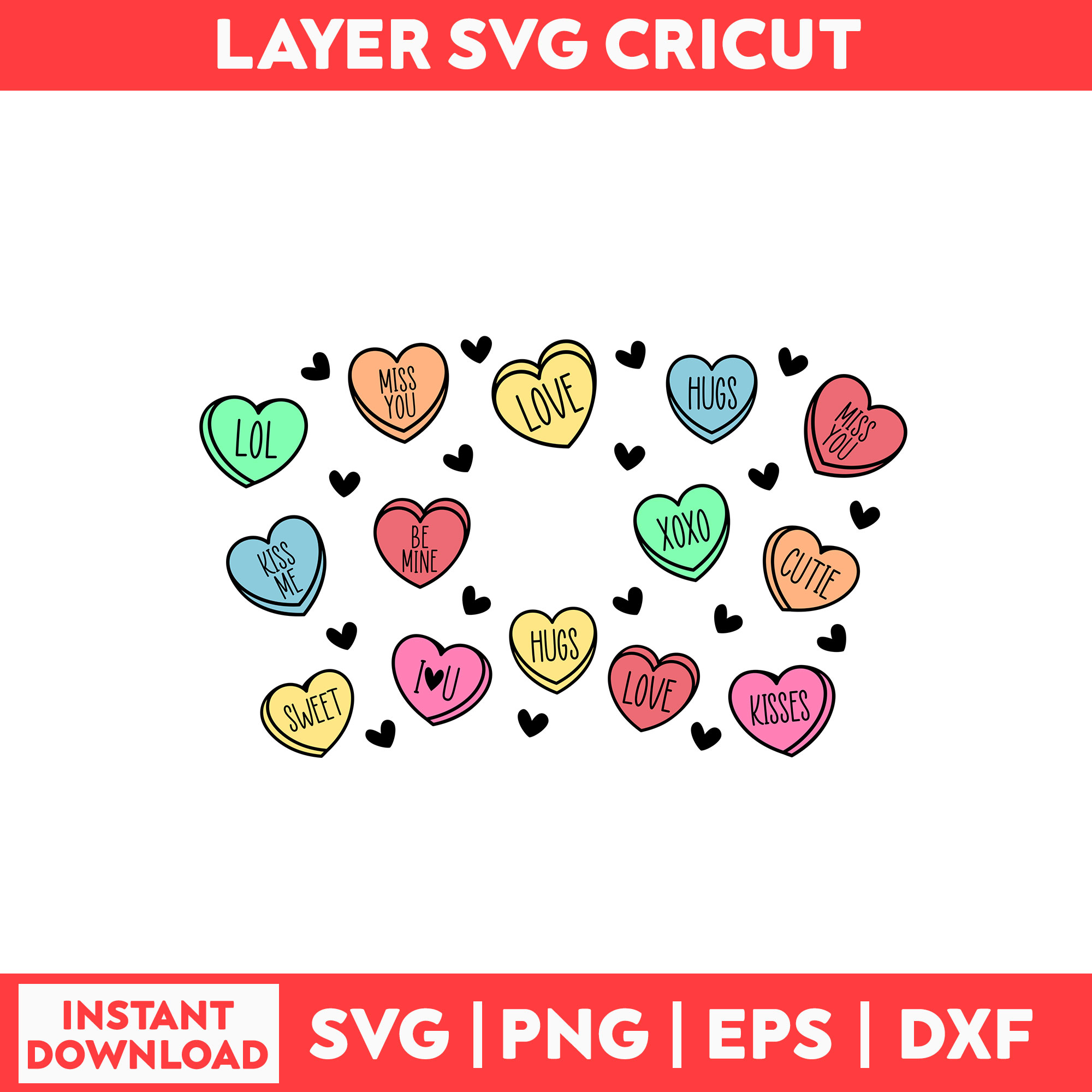 Valentine Candy Heart Full Wrap Svg, Valentine Candy Heart S | Inspire ...