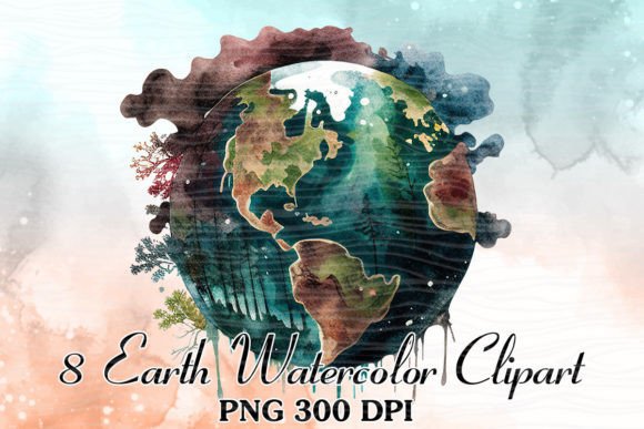 Watercolor Earth Planet Clipart | Inspire Uplift