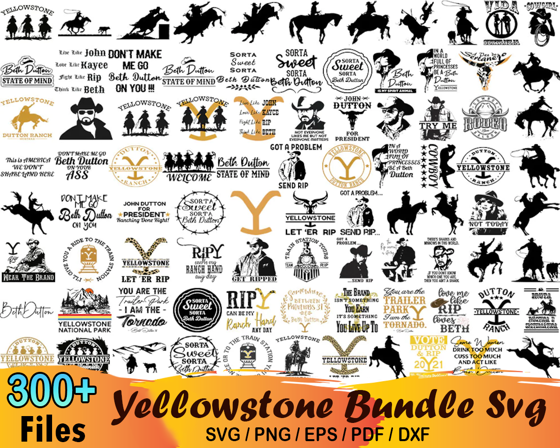300 Mega Bundle Yellowstone Svg, Yellowstone Symbols | Inspire Uplift