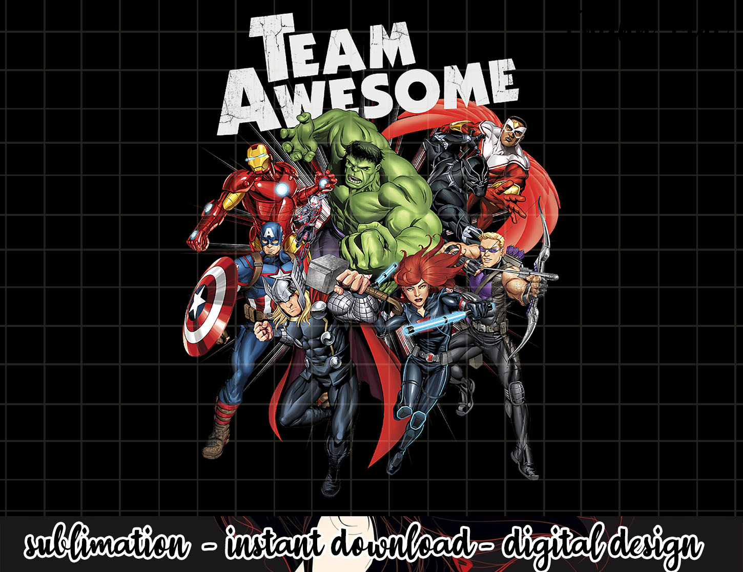 Marvel Avengers Assemble Team Awesome Graphic png, sublimati - Inspire ...