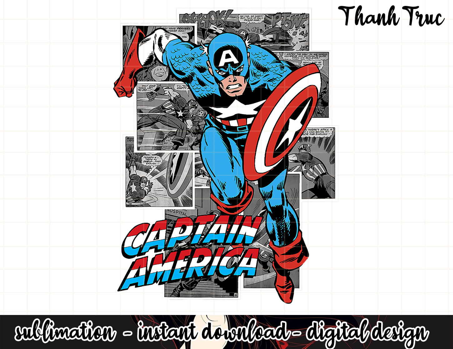 Marvel Avengers Captain American Comic Panel Portrait | Inspire Uplift