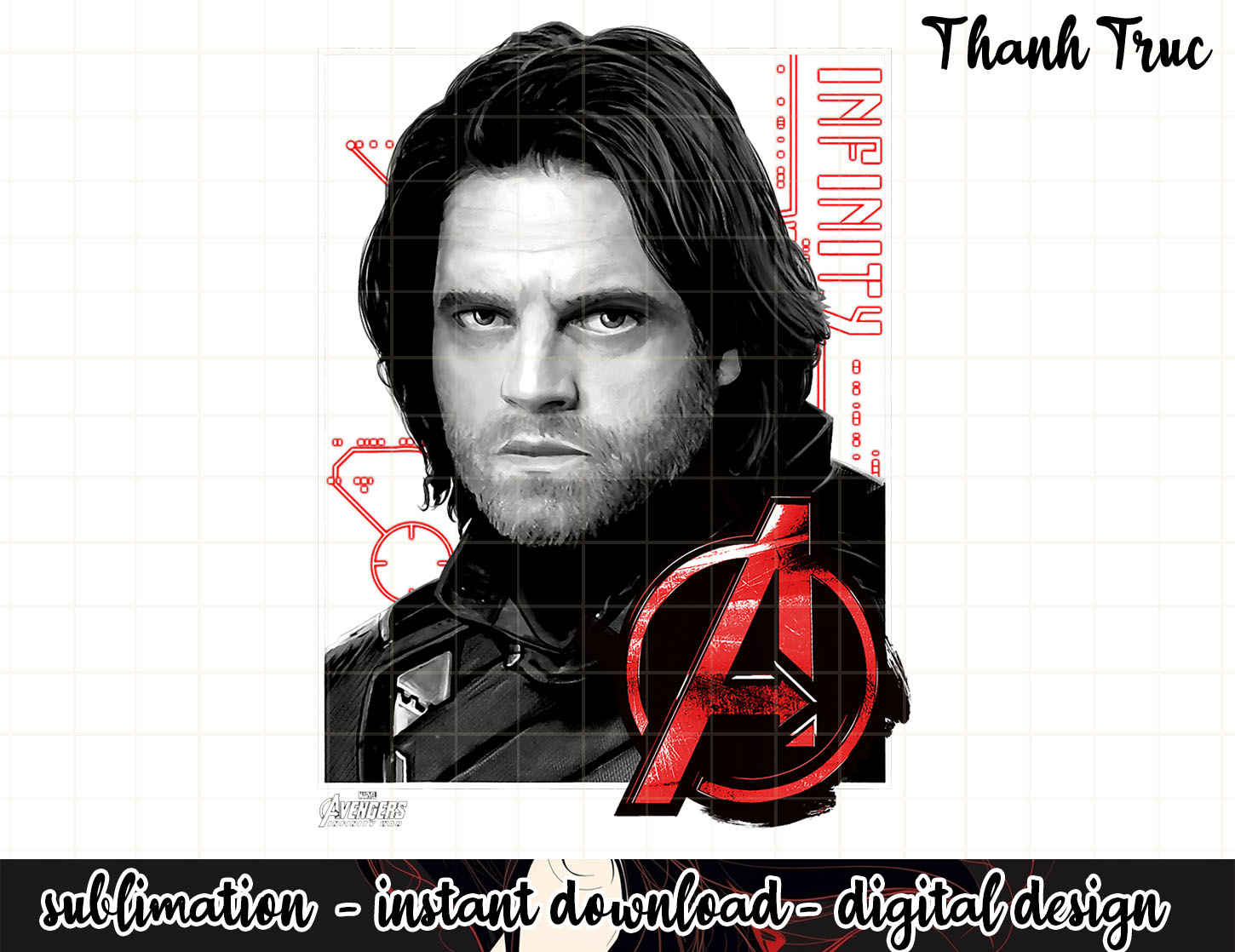 Marvel Avengers Infinity War Bucky War Face Graphic png, sub - Inspire ...