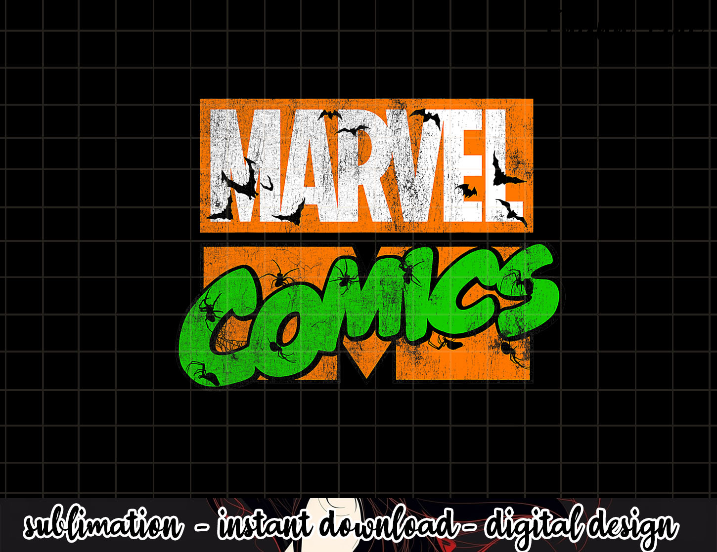 Marvel Comics Haunted Retro Logo Bats & Spiders Halloween | Inspire Uplift