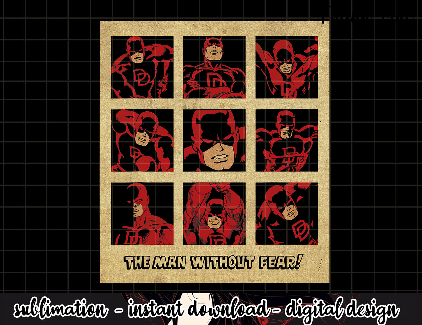 Marvel Daredevil Classic Retro Squared Up Graphic png, subli - Inspire ...