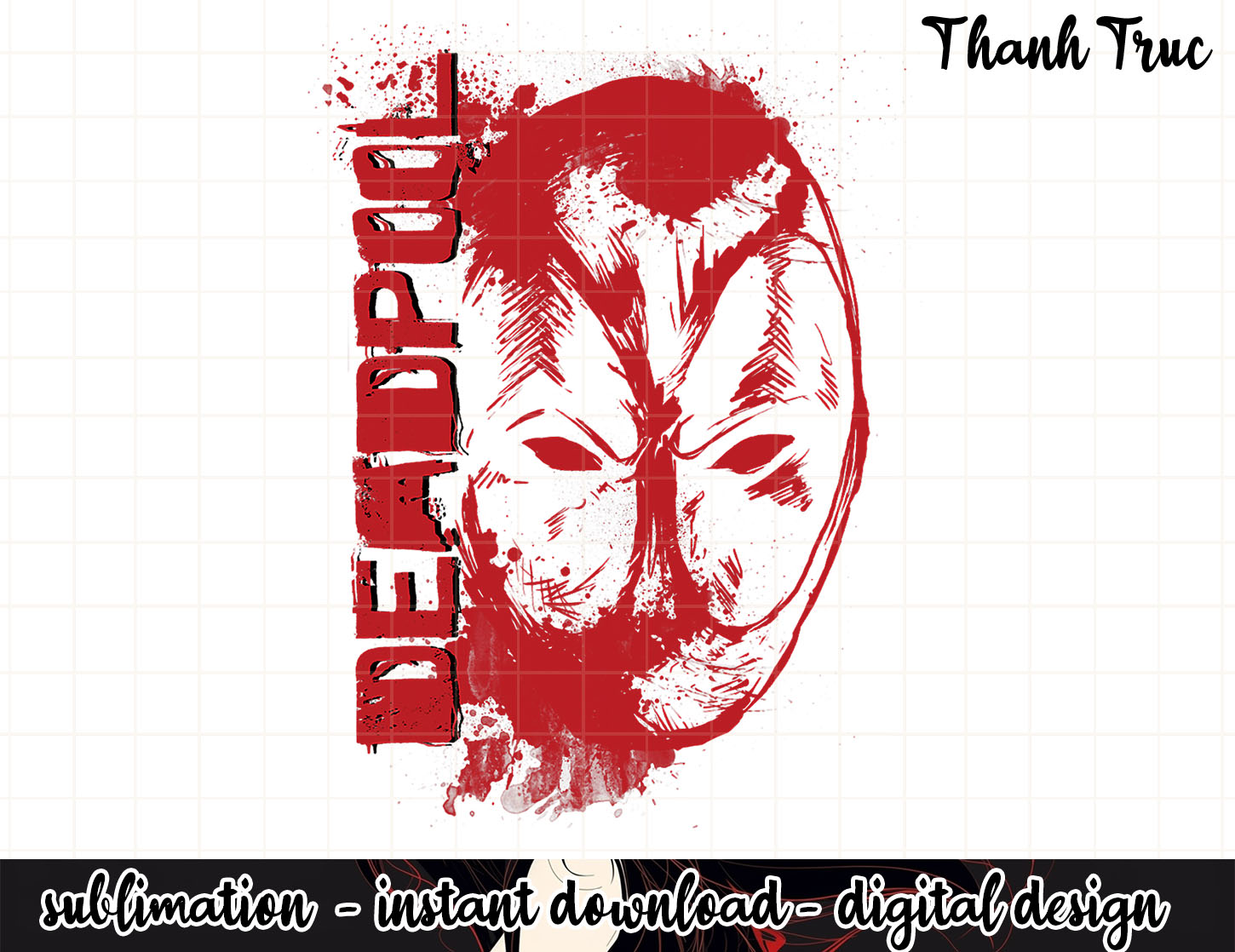 Marvel Deadpool Vertical Red Splatter Logo and Face png, sub | Inspire ...