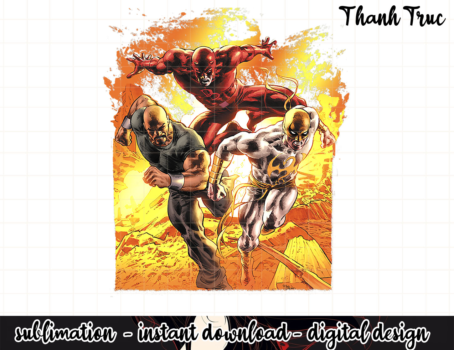 Marvel Defenders Unite Through Flames Graphic png, sublimati - Inspire ...