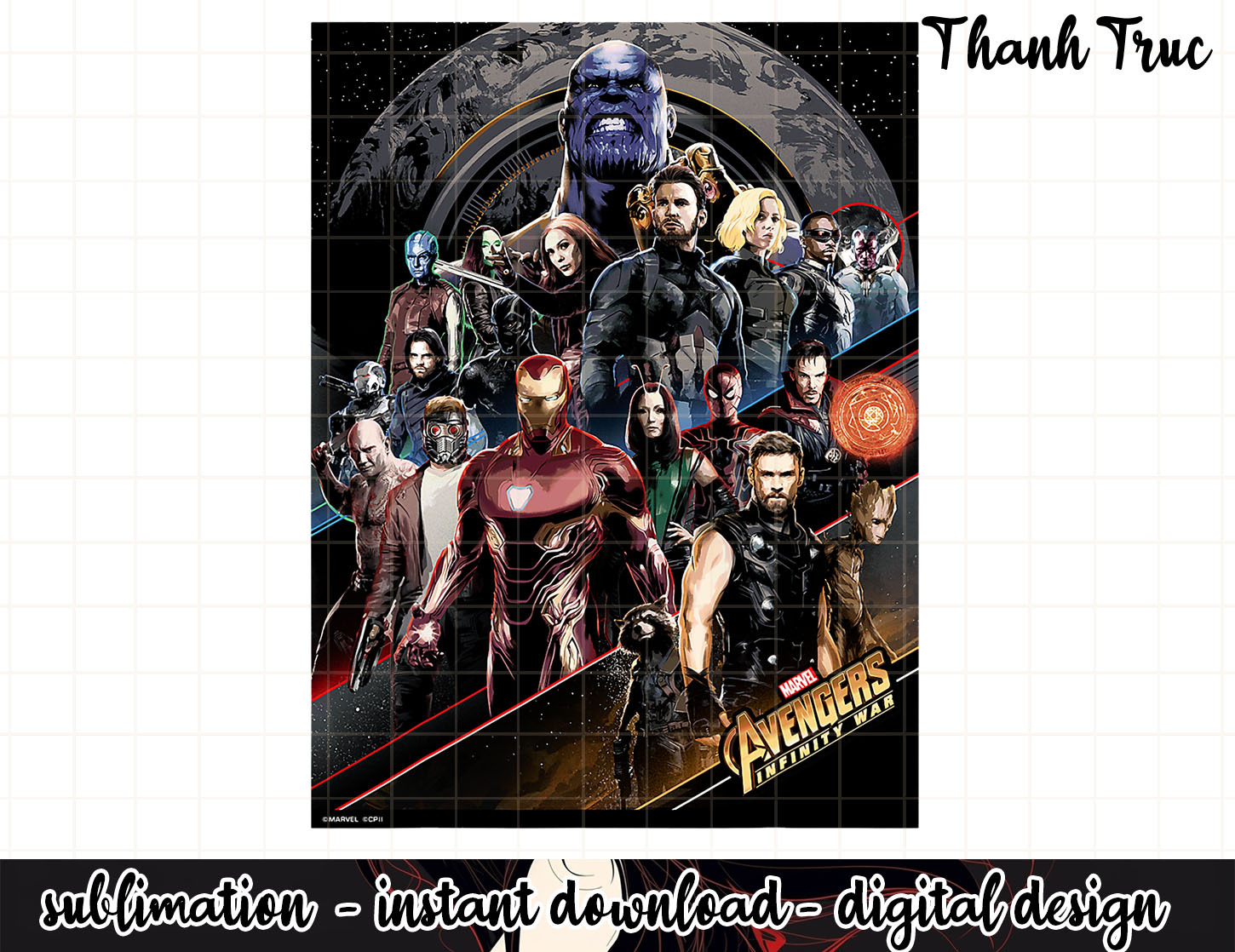 Marvel Infinity War Group Striped Poster Graphic png, sublim | Inspire ...