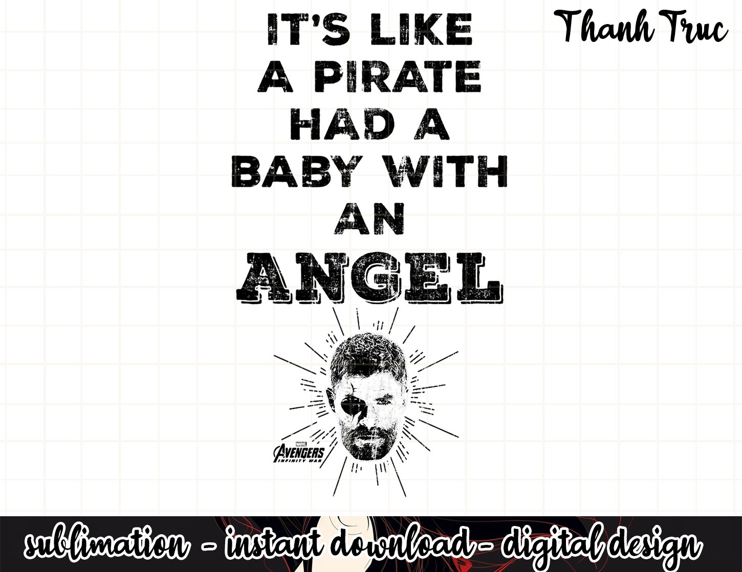 Marvel Infinity War Thor Angel Baby Pirate Face png, sublima - Inspire ...