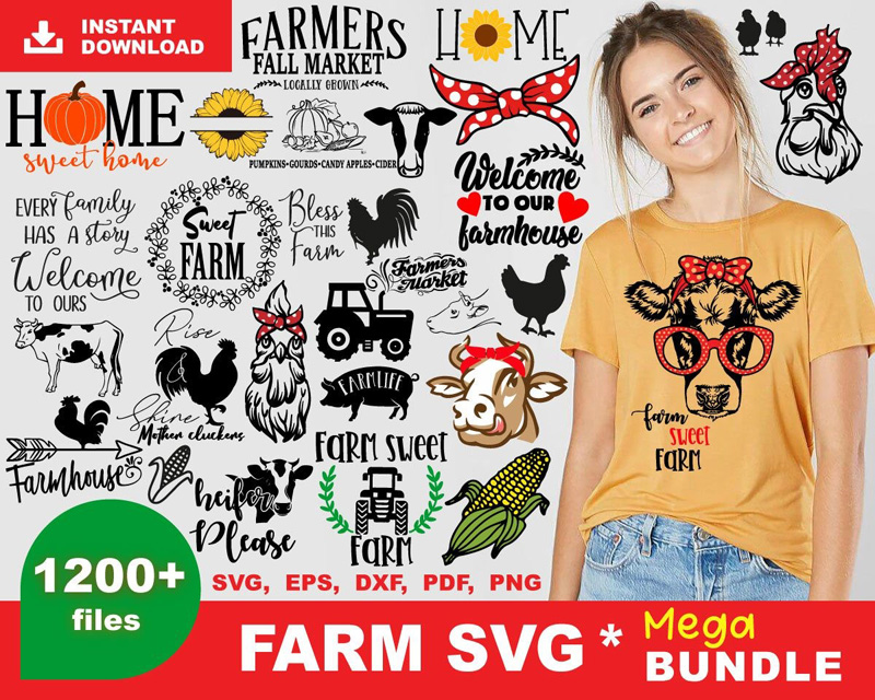 1200 Mega Farm Bundle, Trending Svg, Cow Svg | Inspire Uplift