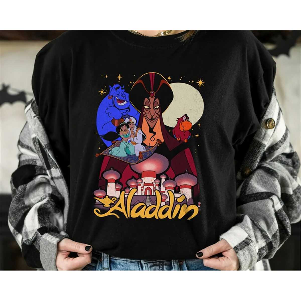 Retro 90s Disney Aladdin Group Shot Poster Shirt, Disneyland - Inspire Uplift