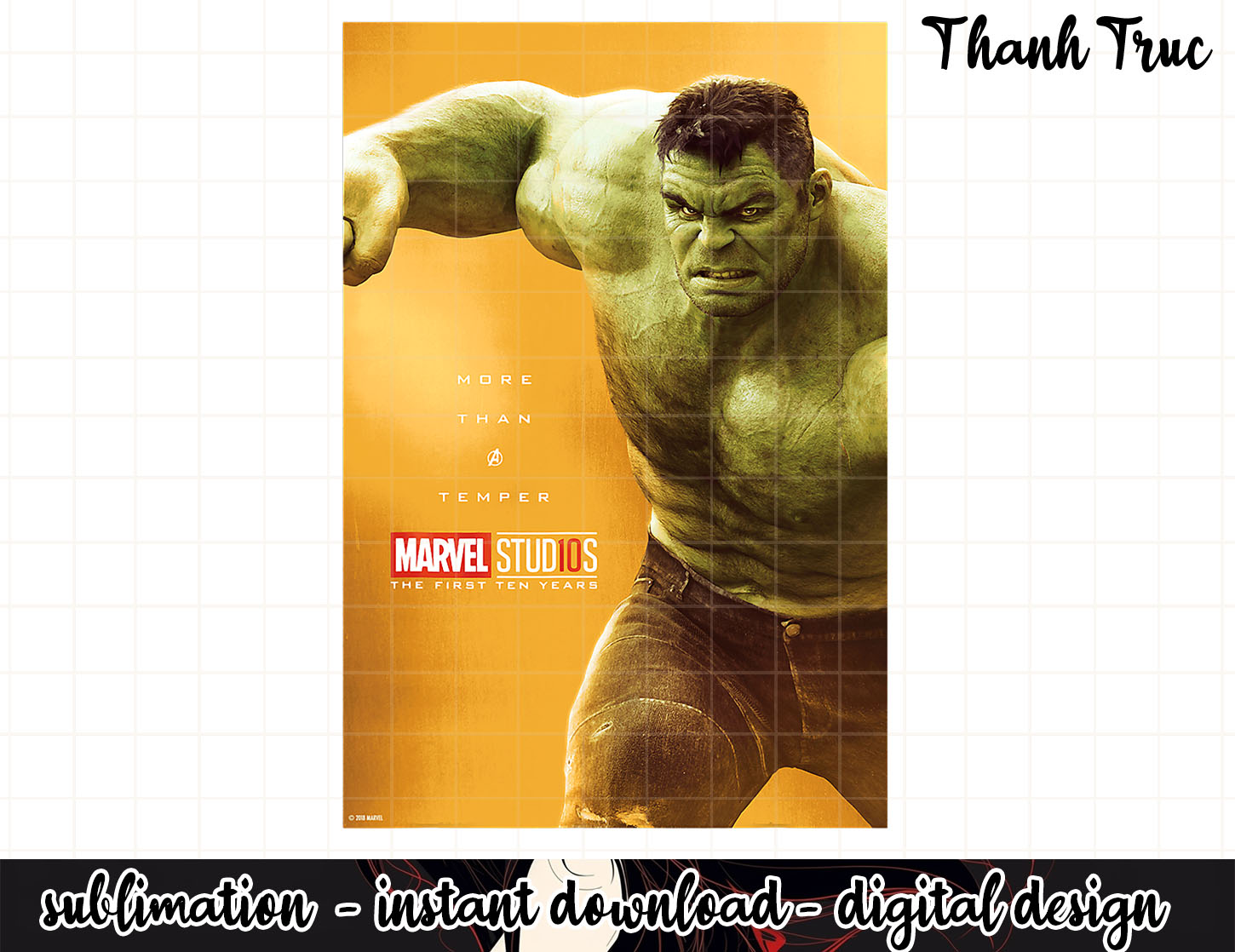 Marvel Studios 10 Years Hulk Poster Graphic png, sublimation - Inspire ...