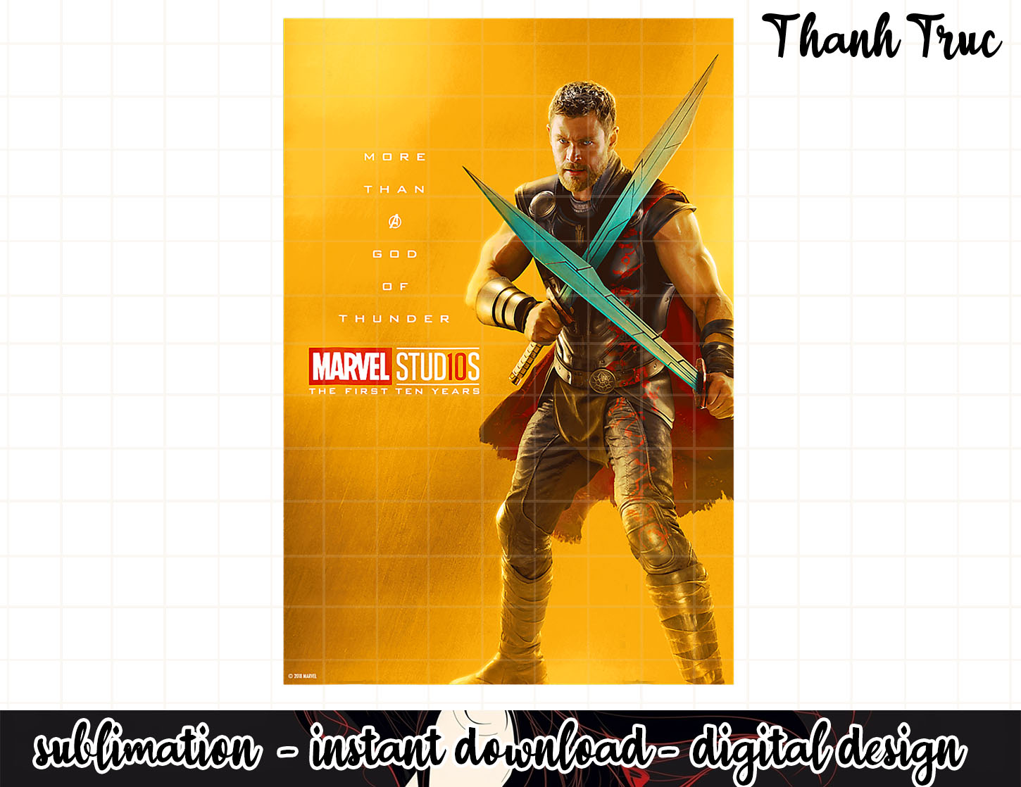 Marvel Studios 10 Years Thor Poster Graphic png, sublimation - Inspire ...