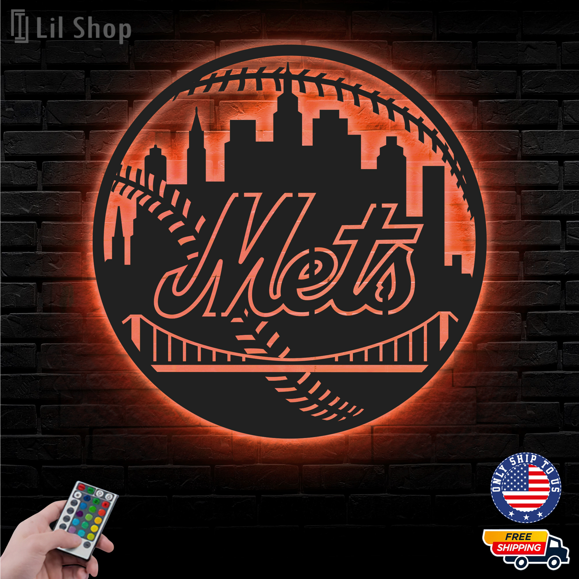New York Mets Led Sign, MLB Logo Metal Led Wall Sign, MLB Me | Inspire ...