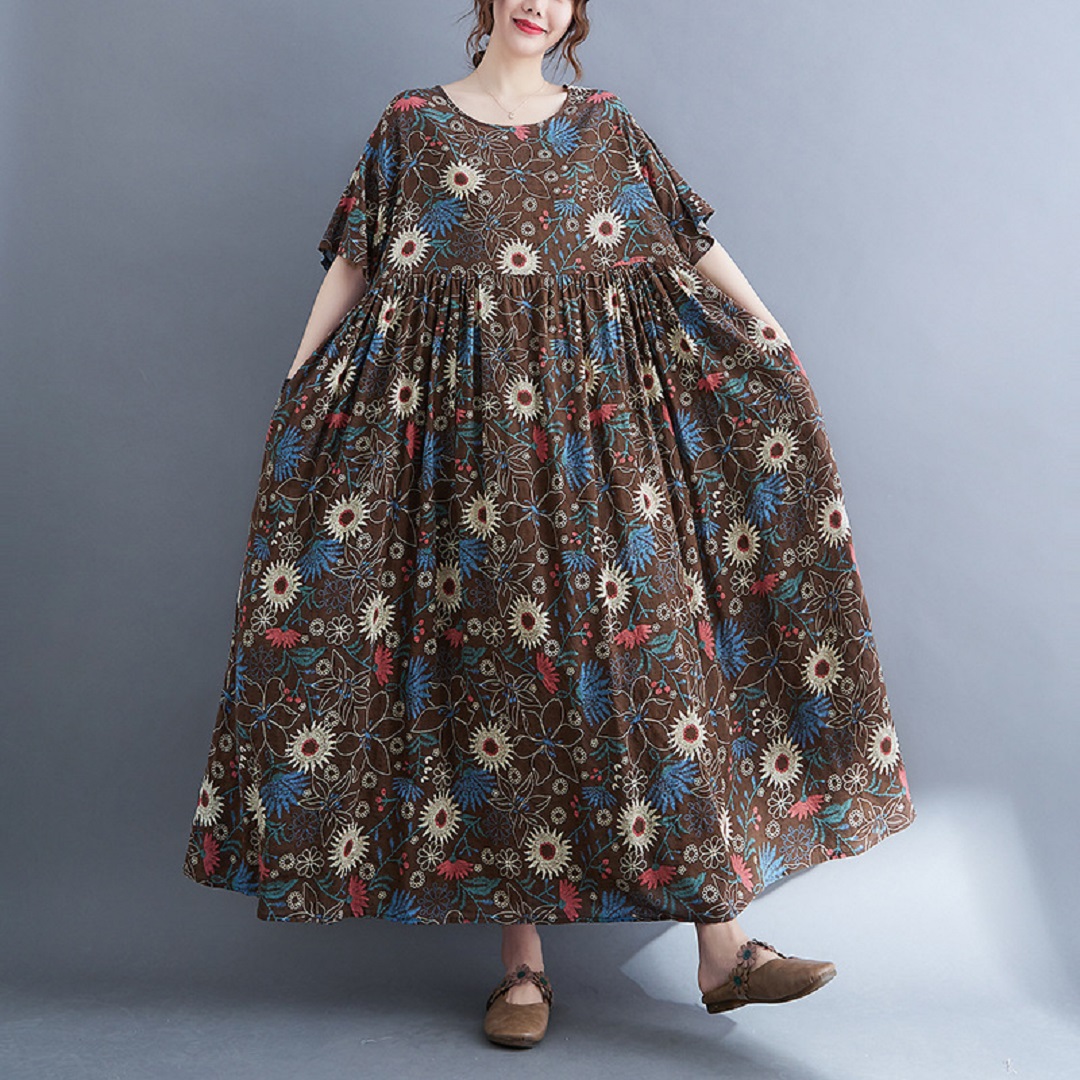 Plus Size Printed Short Sleeve Dress | Inspire Uplift