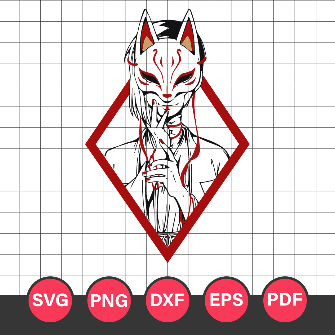 Kitsune Mask Svg, Harajaku Svg, Kitsune Fox Svg, Fox Mask Sv | Inspire ...