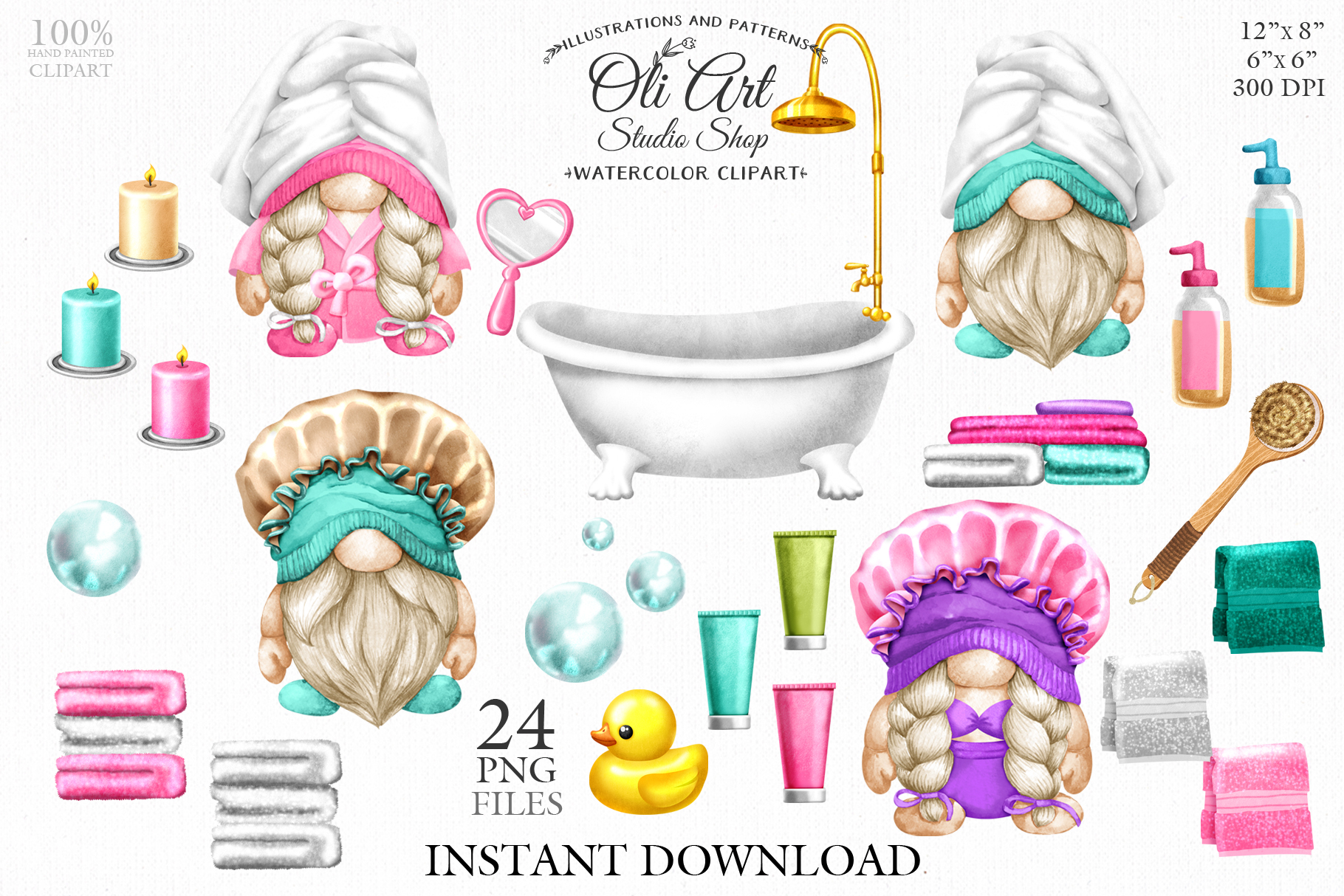 Gnomes in the bathroom. Spa day. Hand Drawn Graphics, Instan | Inspire ...