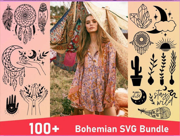 100 Bohemian Svg Bundle, Bohemian Svg, Flower Svg | Inspire Uplift
