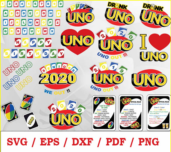 Uno Card Game Svg Bundle, Uno Svg, Uno Alphabet Svg | Inspire Uplift