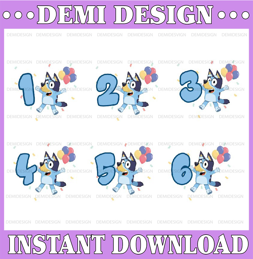 Bluey Birthday Number SVG - PNG, Bluey Layered Svg, Bluey Bi | Inspire ...