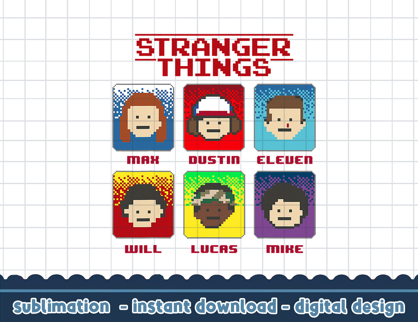 Netflix Stranger Things Group Shot 8-Bit Box Up png,digital - Inspire ...
