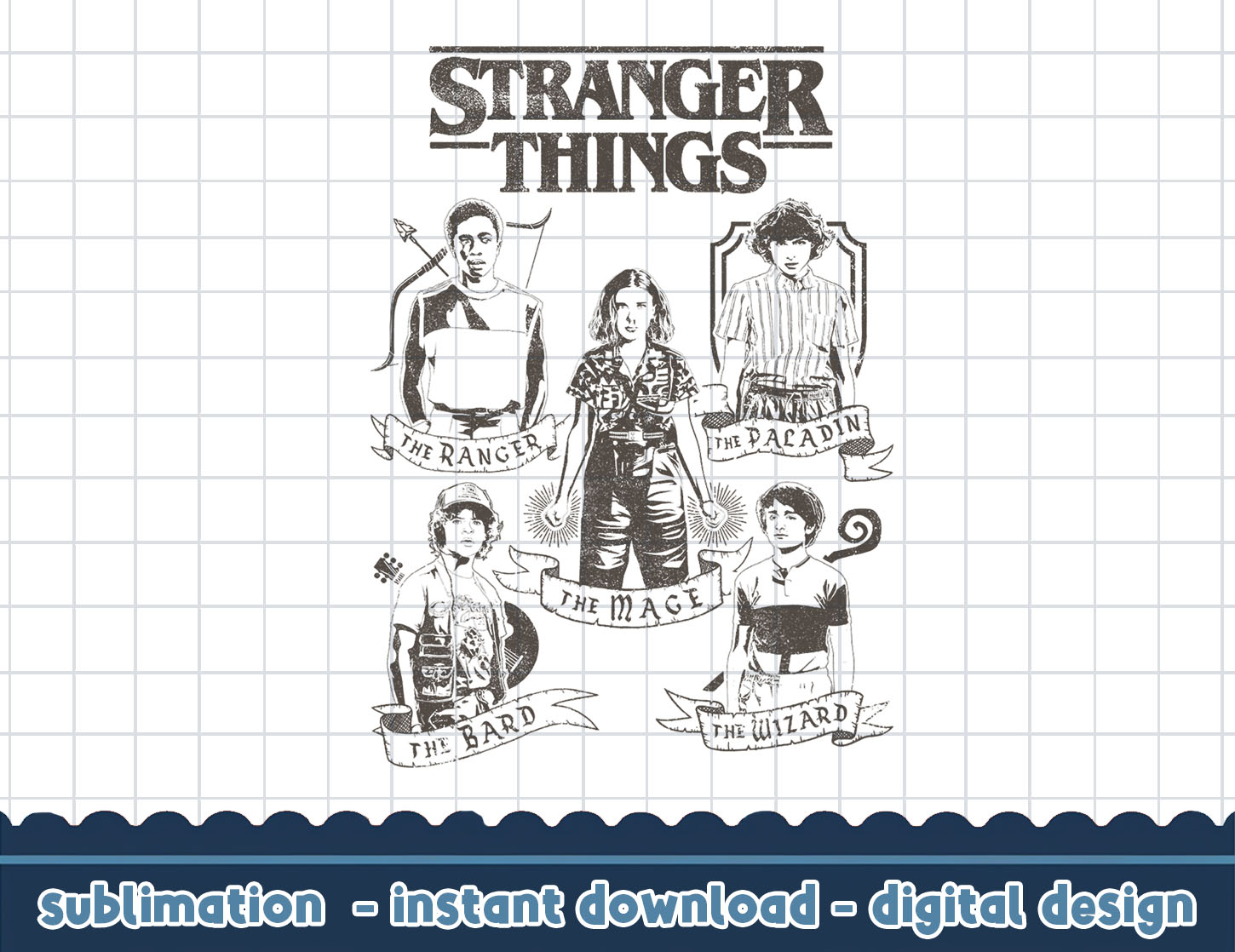 Netflix Stranger Things Group Shot Classes png,digital print | Inspire ...