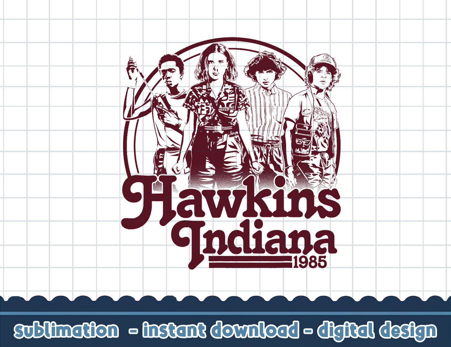 Netflix Stranger Things Hawkins Indiana Group Shot 1985 png, | Inspire ...