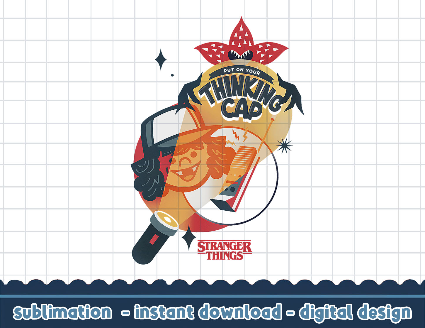 Stranger Things 4 Dustin & Demogorgon Thinking Cap png,digit - Inspire ...