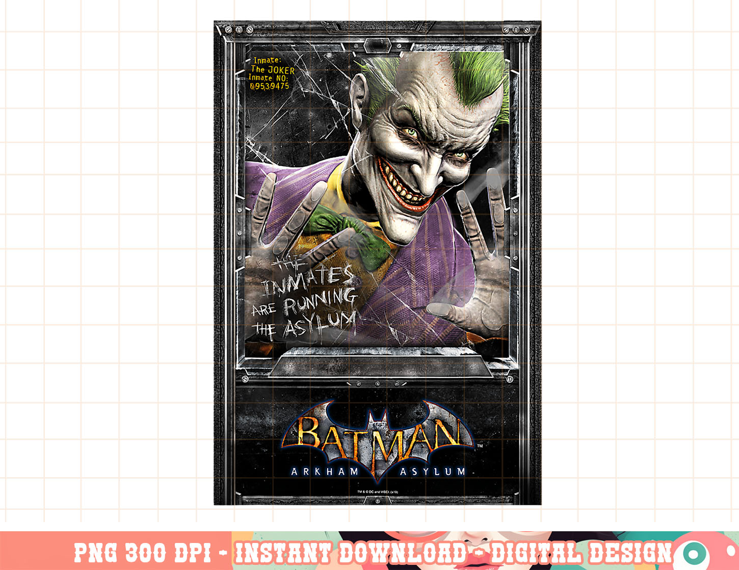 Batman Arkham Asylum Joker png, digital print,instant downlo | Inspire ...