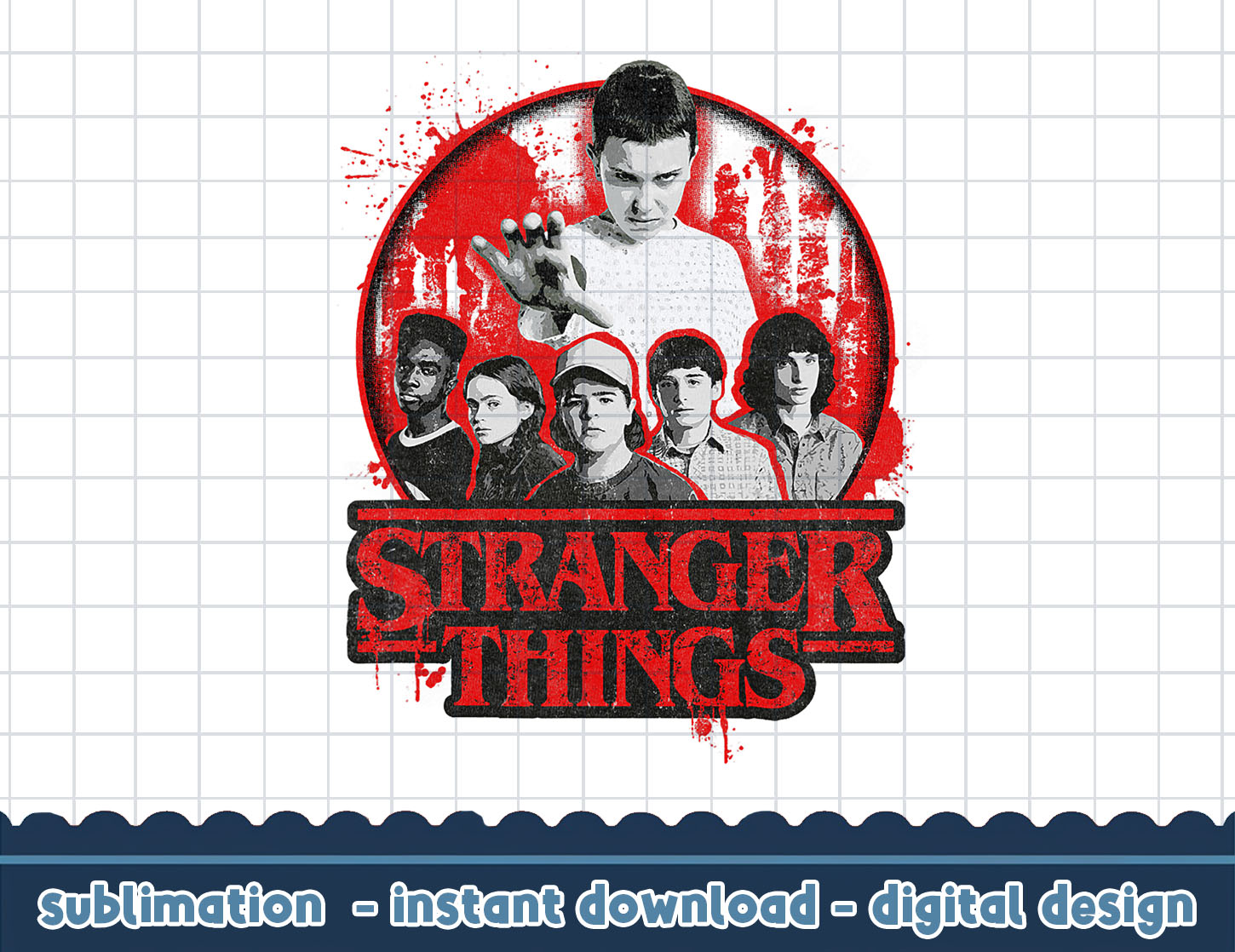 Stranger Things 4 Group Shot Growing Up png,digital print | Inspire Uplift