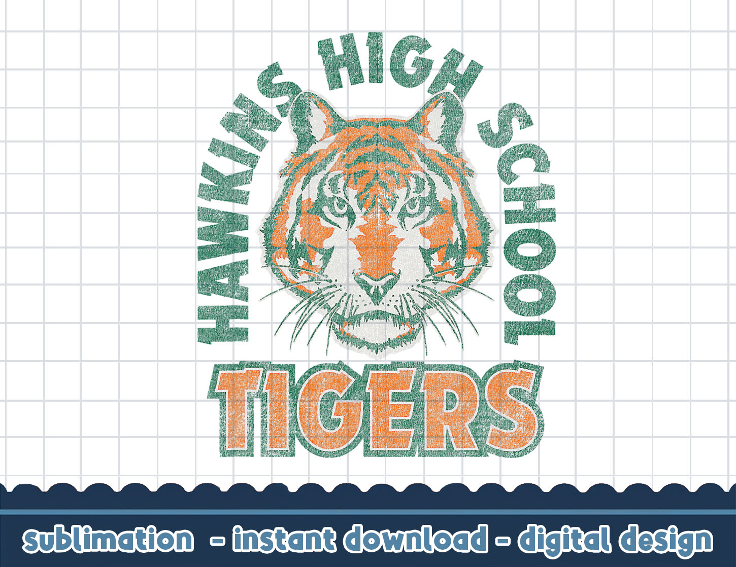 Stranger Things 4 Hawkins Tigers Faded Logo png,digital prin | Inspire ...