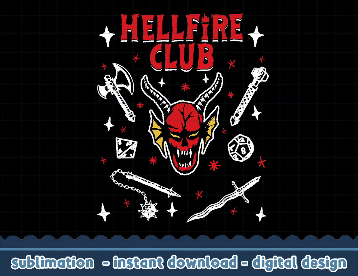 Stranger Things 4 Hellfire Club Icon Collage png,digital pri - Inspire ...