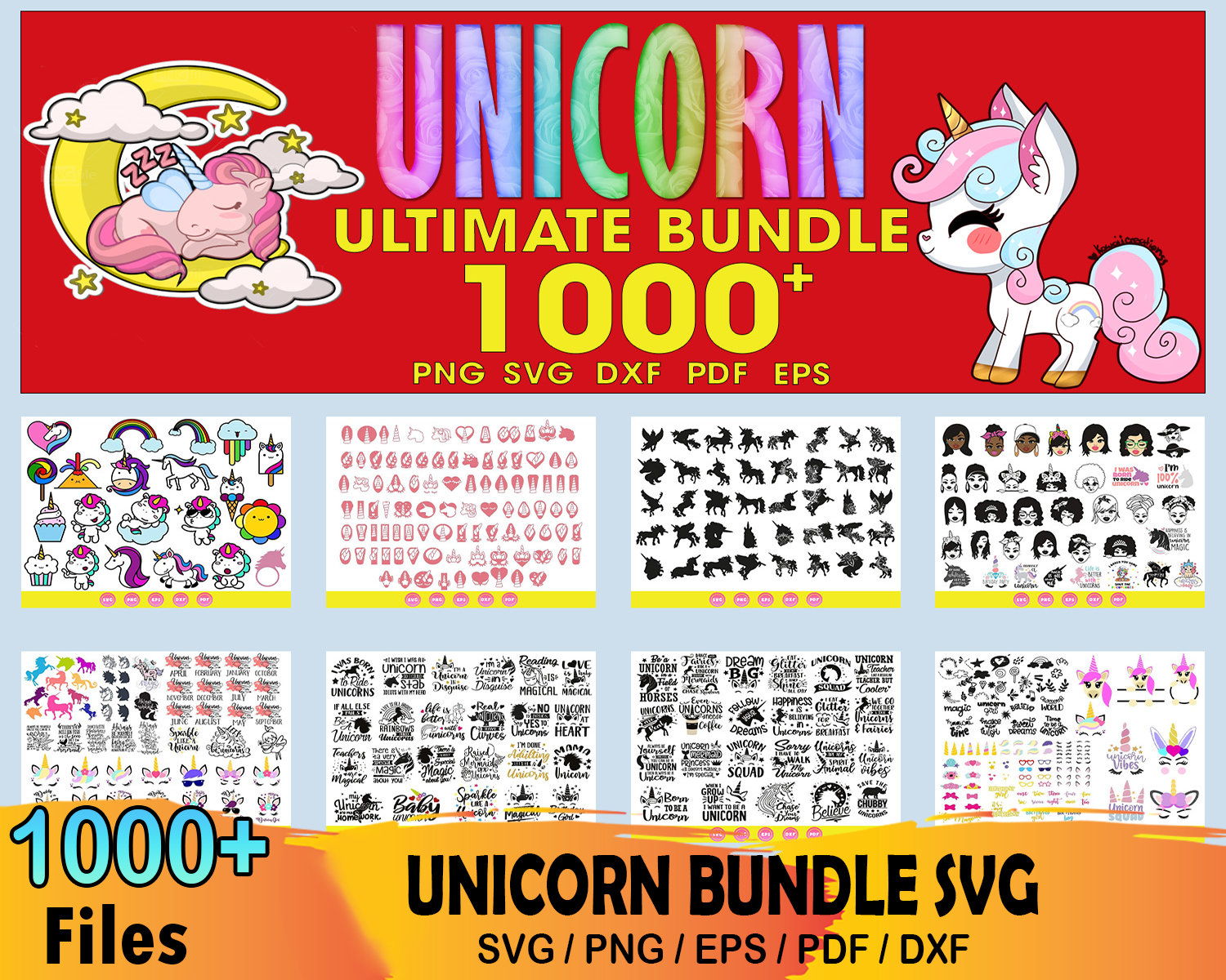 1000 Unicorn Bundle Svg, Cute Unicorn Svg, Magic Svg | Inspire Uplift