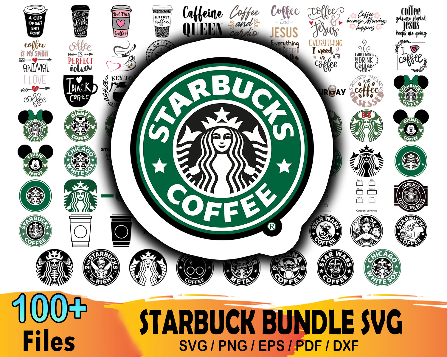 100 Starbuck Bundle Svg, Starbucks Svg, Starbucks Logo Svg - Inspire Uplift
