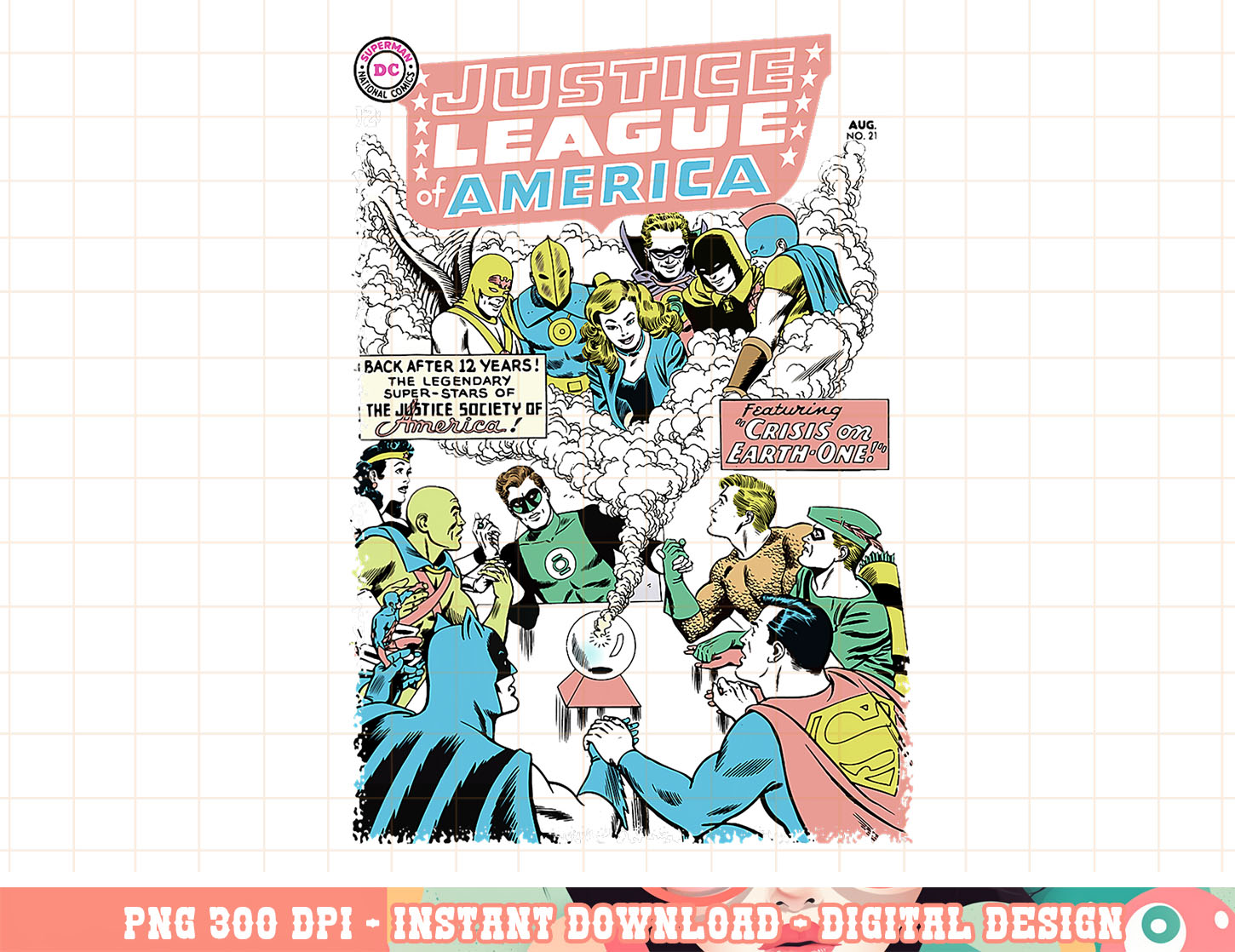 DC Justice League Cover 21 Crisis png, digital print,instant | Inspire ...