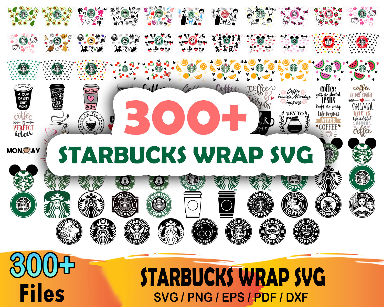 300 Starbucks Wrap Bundle Svg, Starbucks Svg, Starbuck Logo | Inspire ...