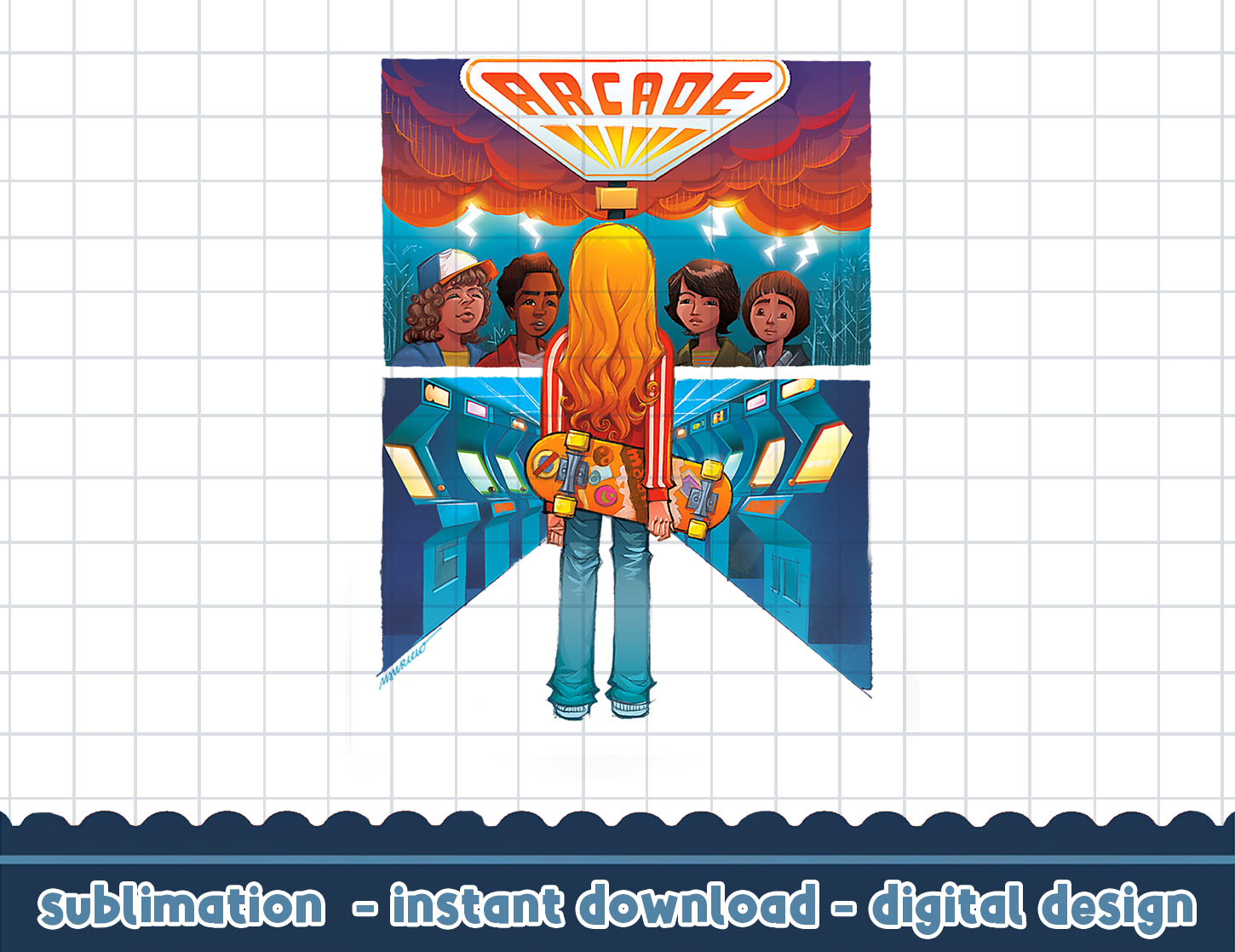 Stranger Things Fan Art Arcade Group Comic Poster png,digita | Inspire ...