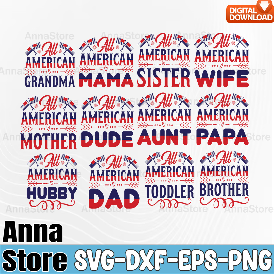 4th of July SVG Bundle, July 4th SVG, All American Aunt Svg, | Inspire ...
