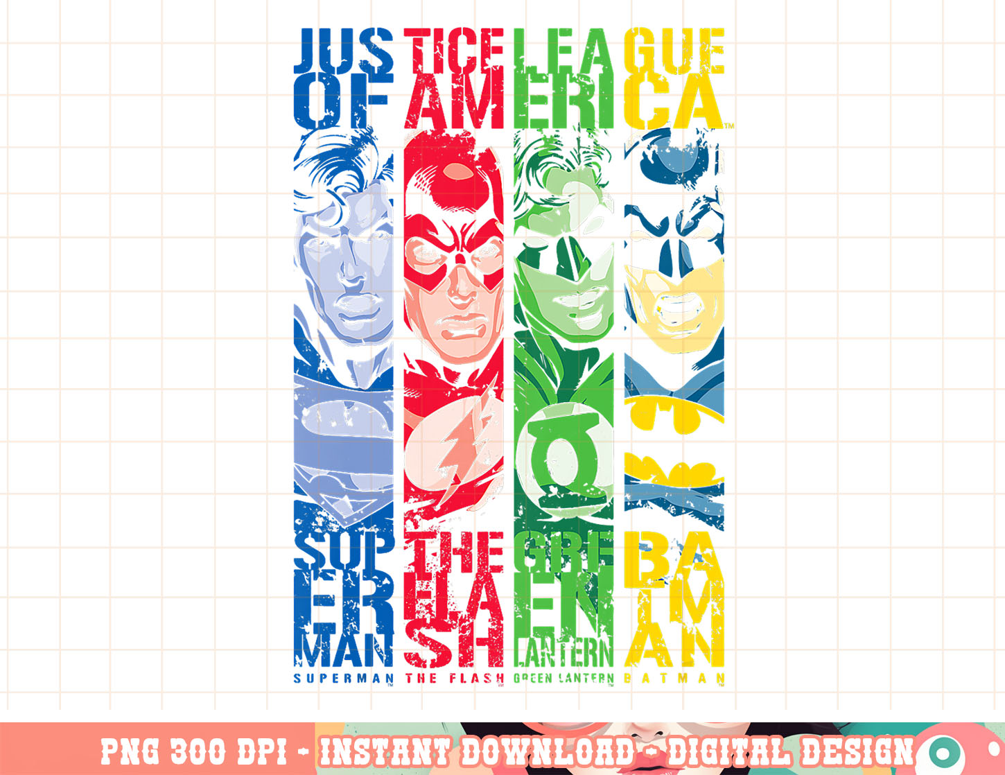Kids DC Justice League Stripped 01 Kid - Black png, digital - Inspire ...
