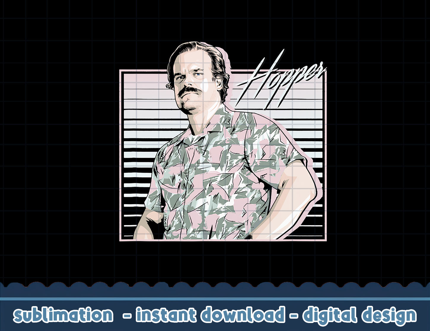 Stranger Things Hopper Hawaiian Shutter Background png,digit - Inspire ...