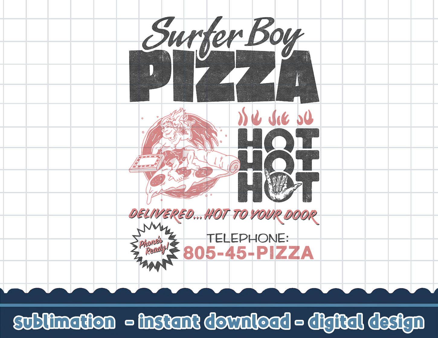 Stranger Things Surfer Boy Pizza Flyer png,digital print | Inspire Uplift
