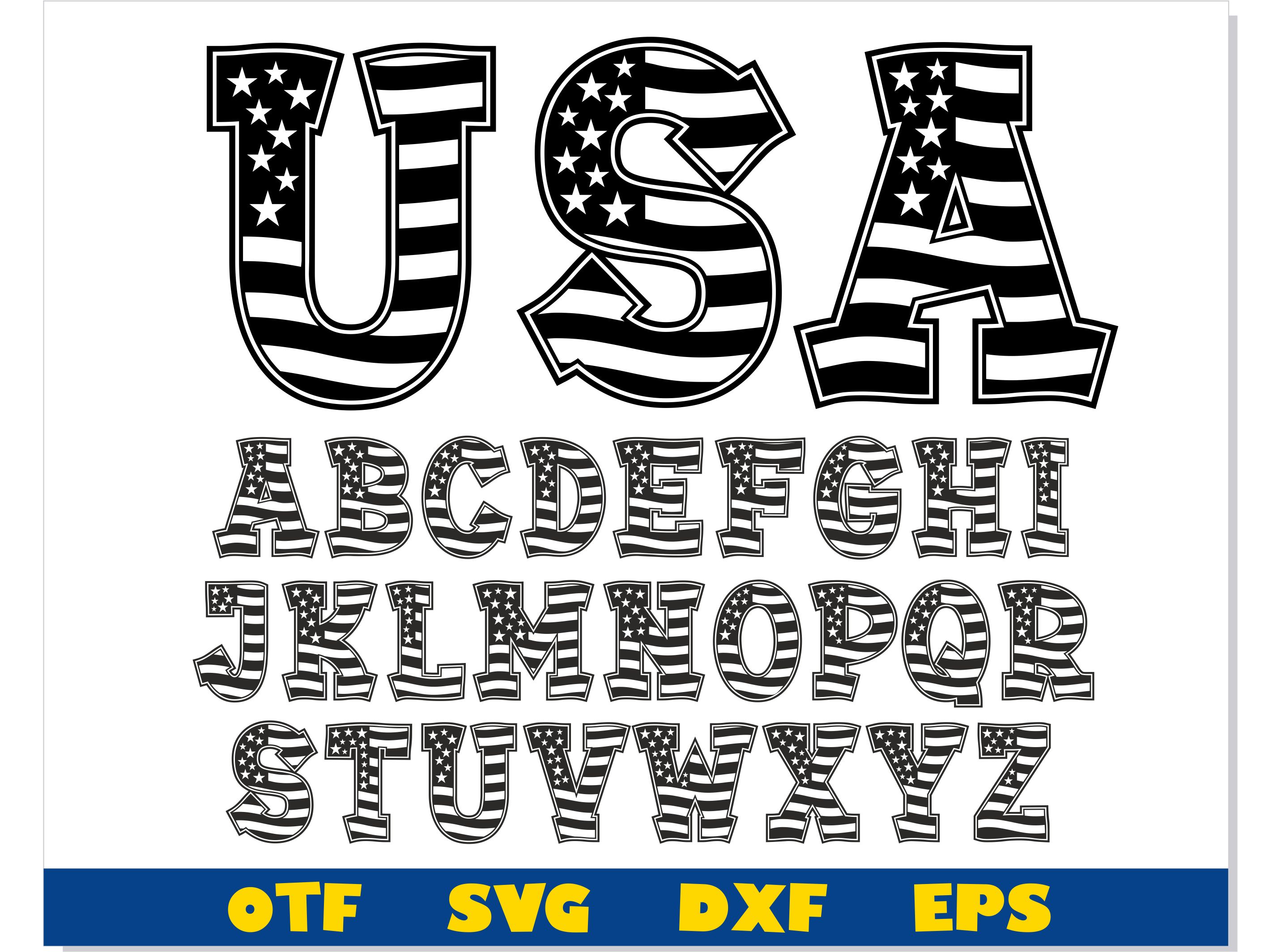 USA Flag Font otf, USA Flag Font svg, 4th of July svg Cricut | Inspire ...