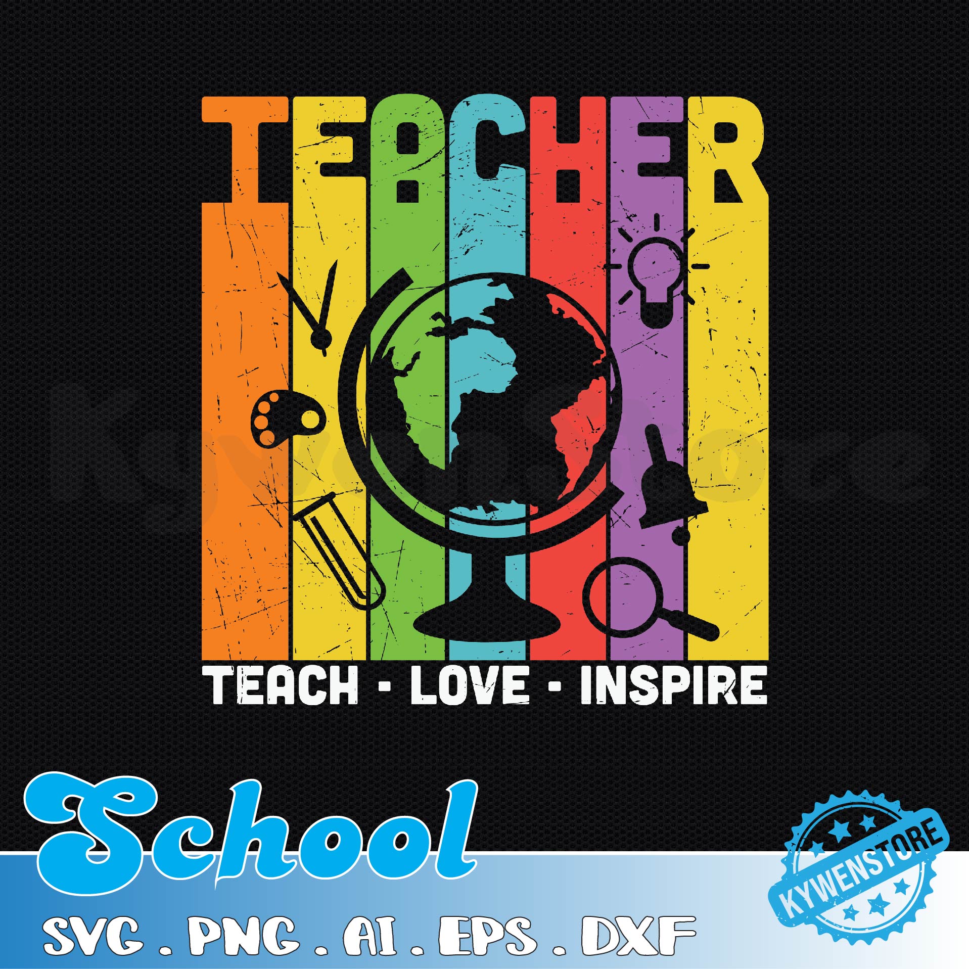 Teach Love Inspire Svg, Cut File, Cricut, Commercial Use, Si | Inspire ...
